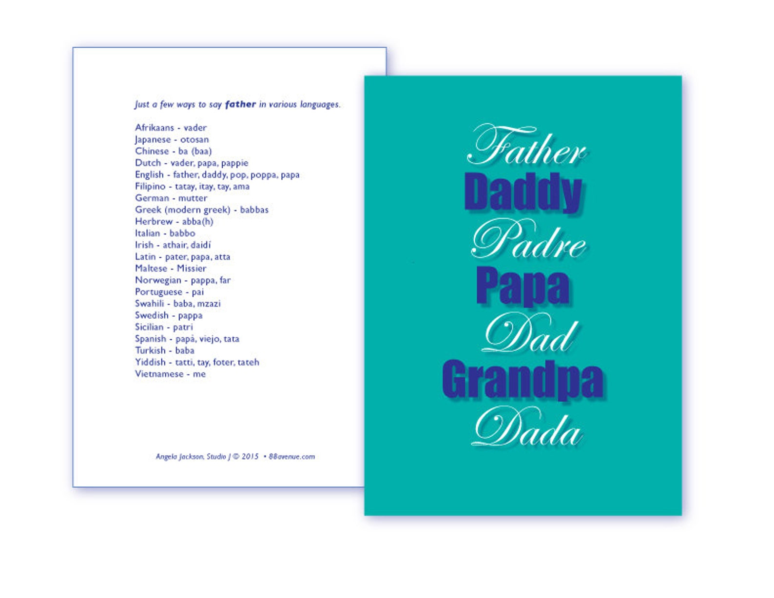 Father's Day Card Father in Different Languages - Etsy
