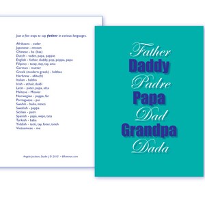 Father's Day Card Father in Different Languages - Etsy
