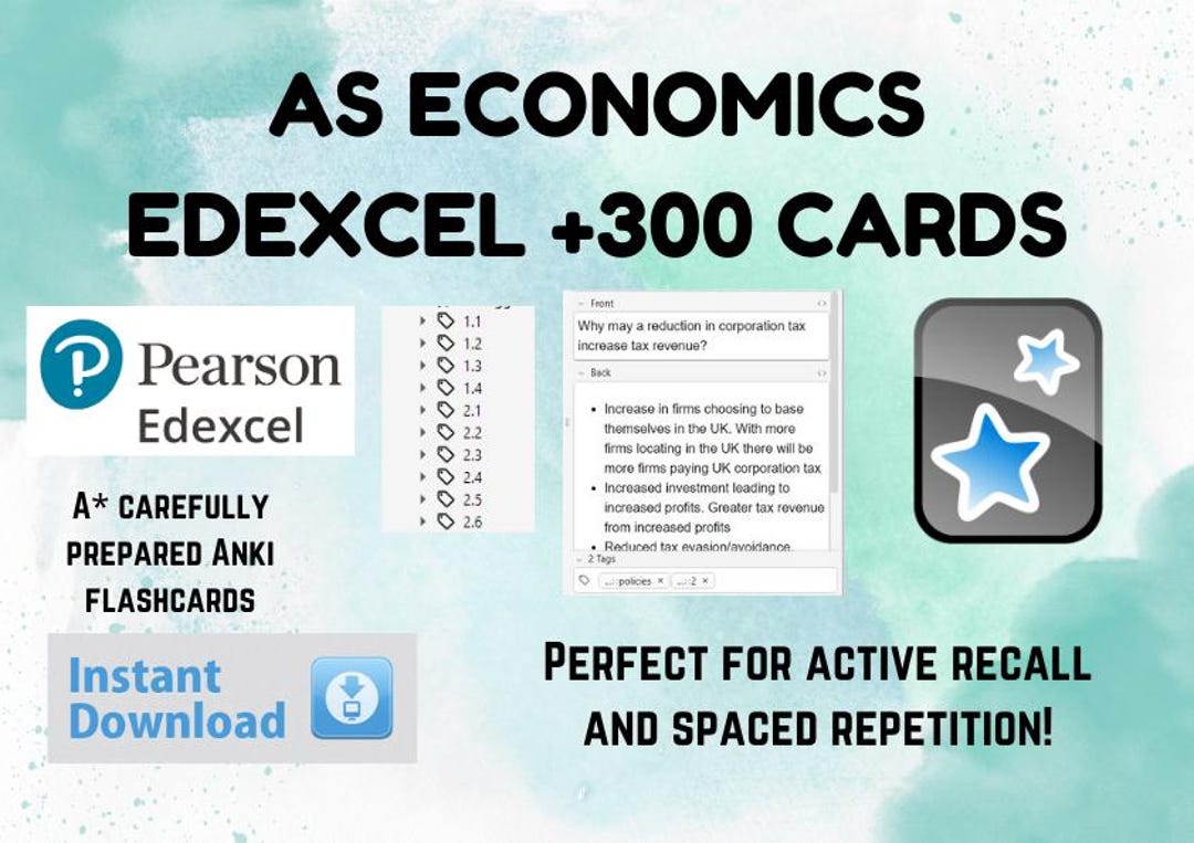 Bundle Economics AS Level Edexcel Anki Flashcards 2024 Study Resource Edexcel - Etsy