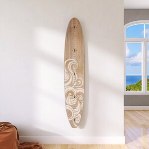 Seaside Series Surfboard Growth Chart White Wave | Wooden Height Chart ...