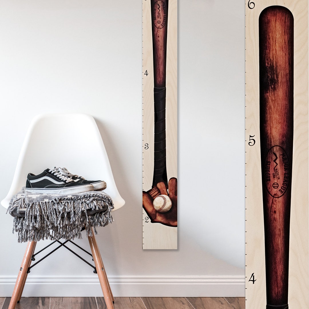 Baseball Growth Chart / Wood Height Chart / Baseball Bat / Baseball ...