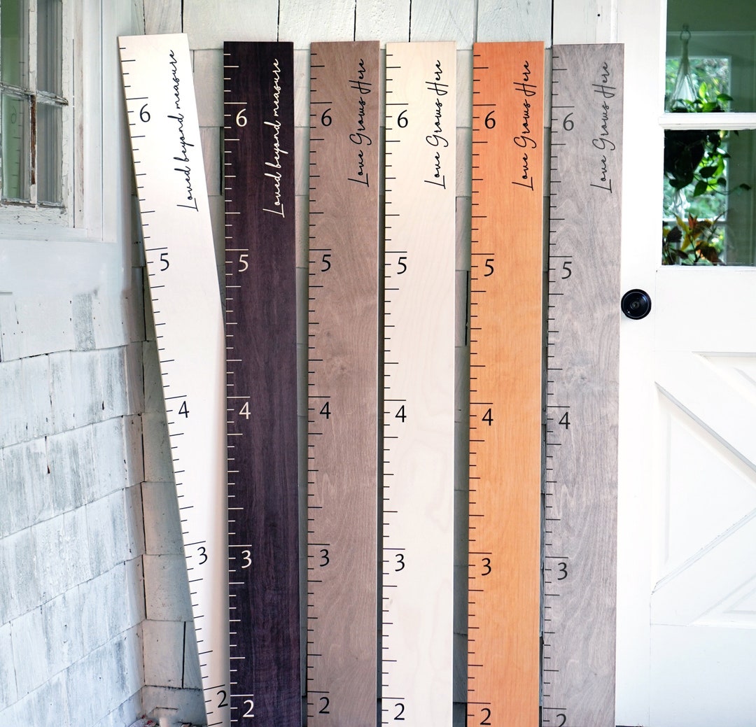 Farmhouse Boho Wooden Growth Chart + Height Chart Ruler + Family Growth ...