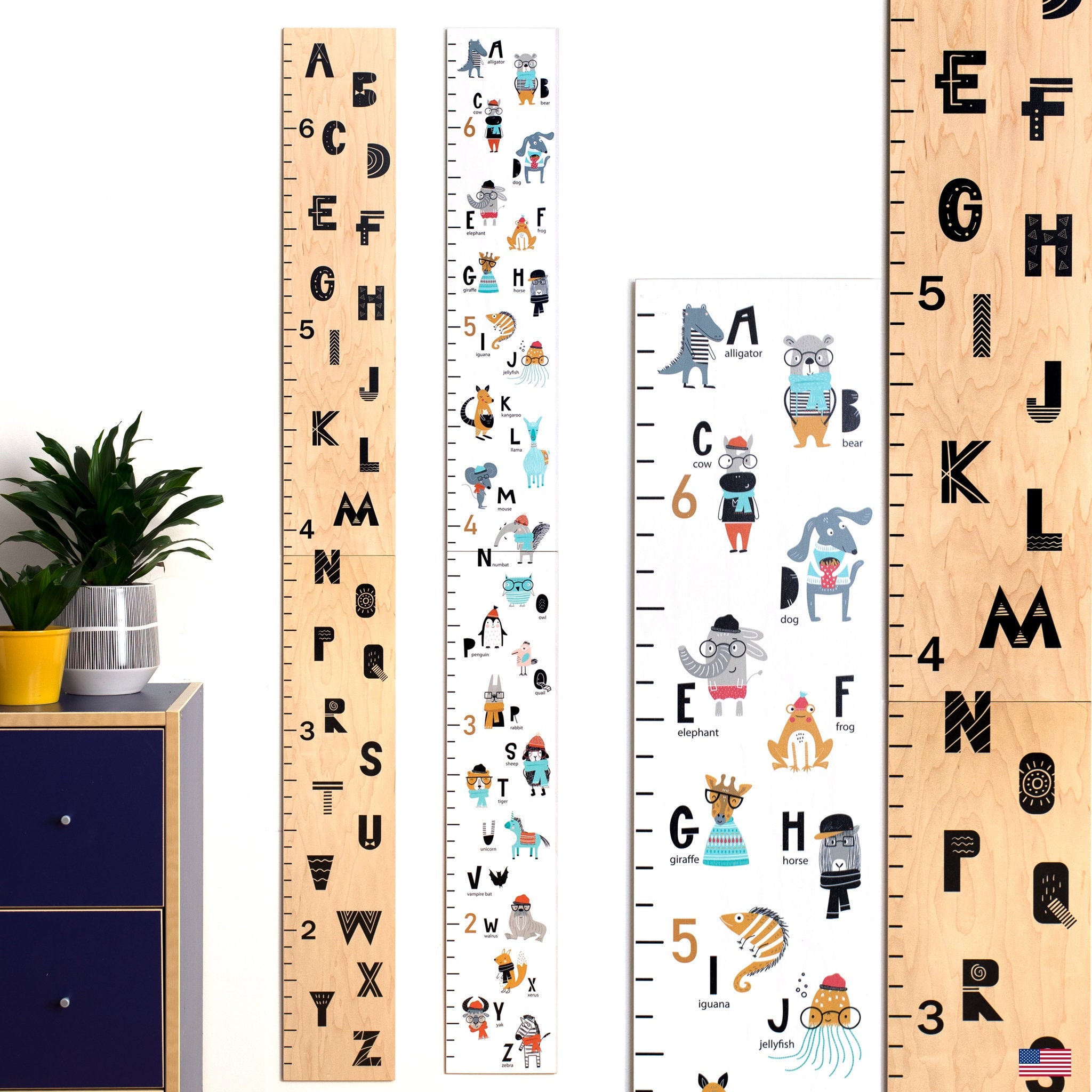 Alphabet Growth Chart / Wooden Height Chart for Boys & Girls / | Etsy