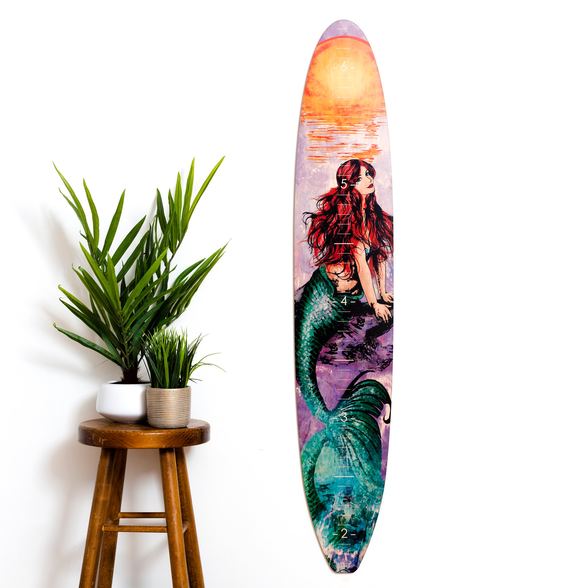 Mermaid Longboard Classic Surfboard Growth Chart Surfing | Etsy