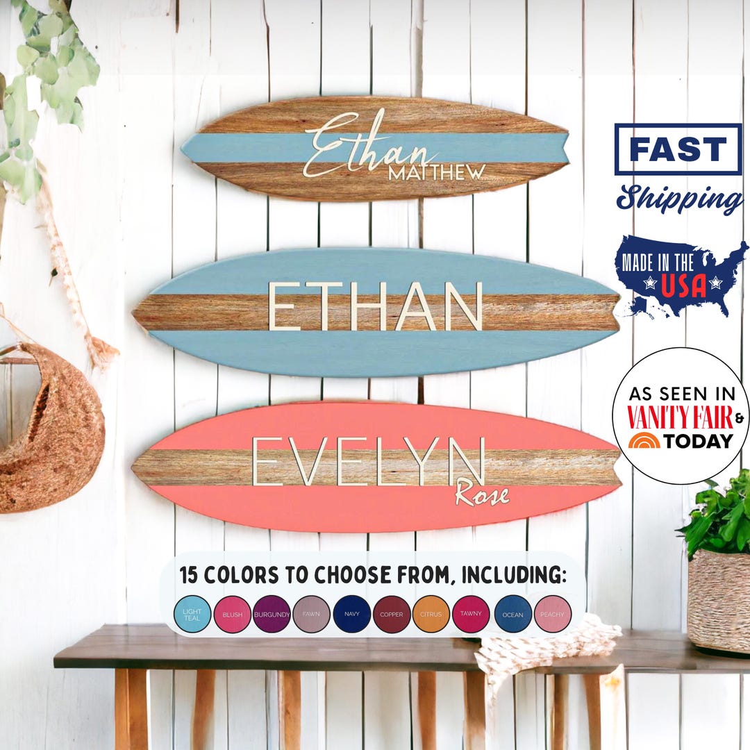 Surfboard Name Sign for Nursery or Children's Room | Nursery Decor ...