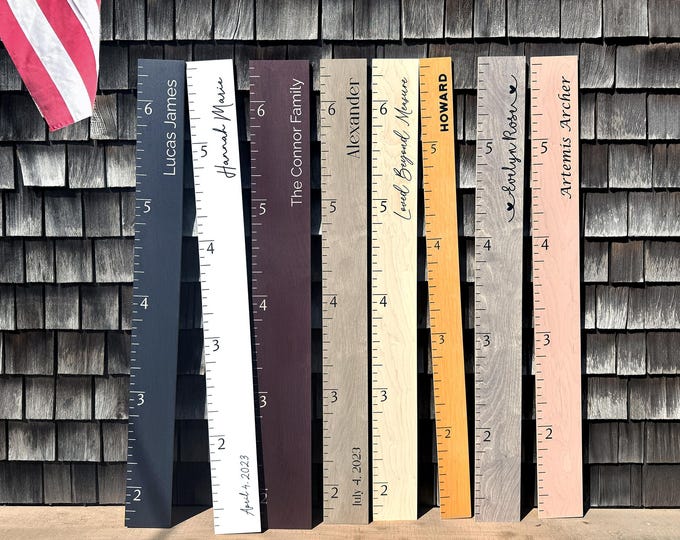 Hickory Growth Chart Ruler 3D Uppercase Font, Wooden Measuring Stick ...