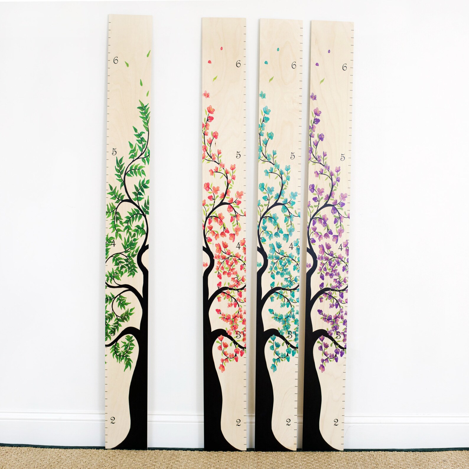 Wooden Growth Chart for Twins \ Siblings | Two Wood Height Charts for ...
