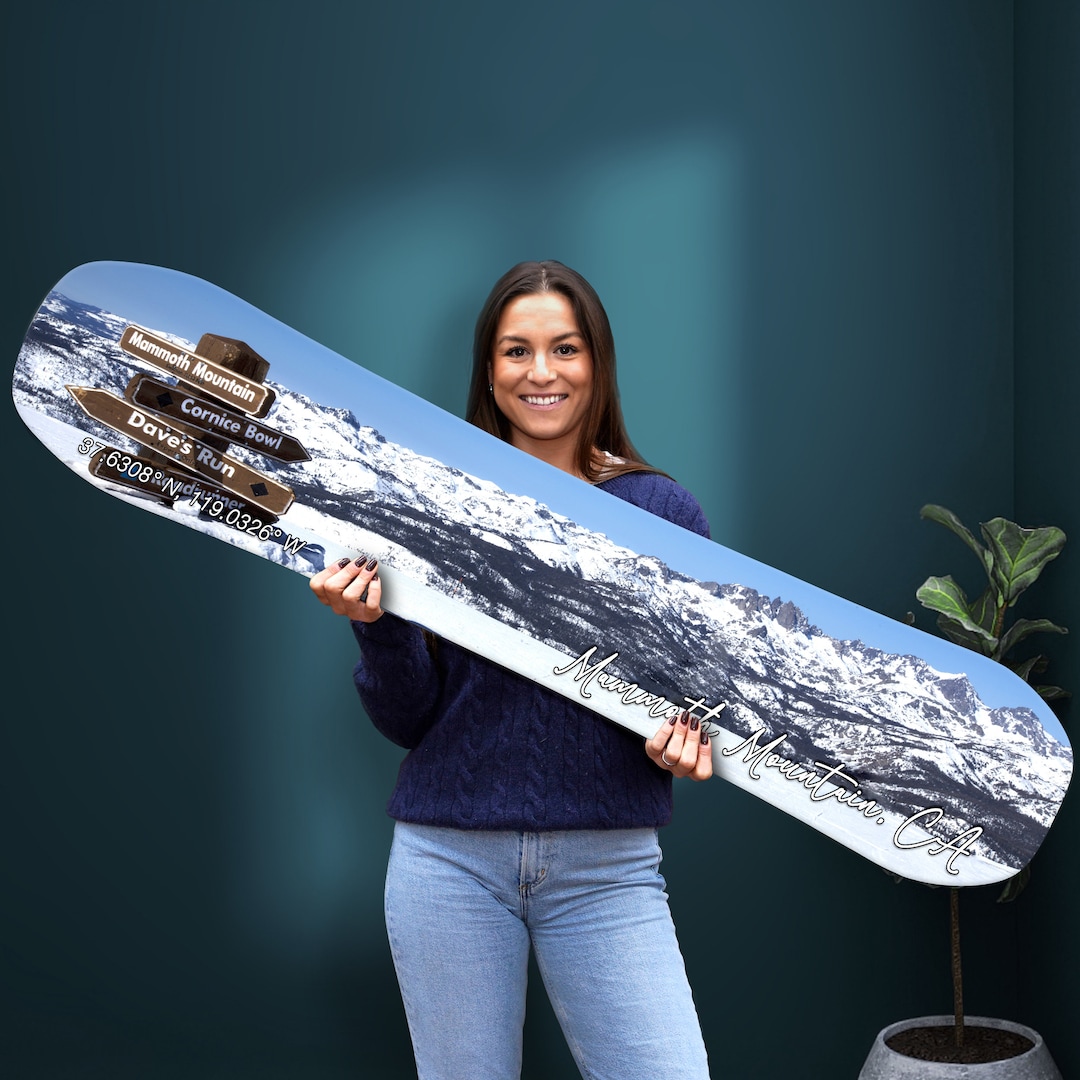 Mammoth Mountain California Snowboard Art Print on Wood | Snowboard ...