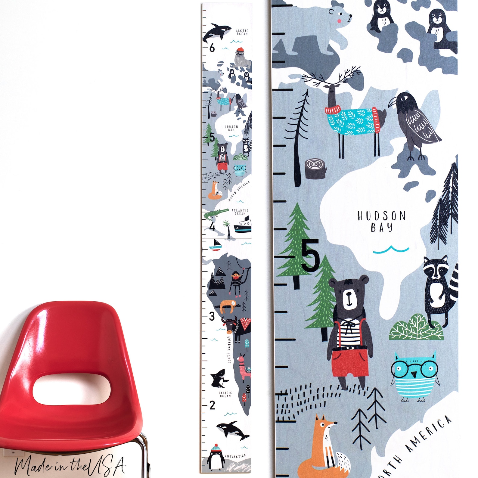 Animal Map Growth Chart for Kids / Animal Height Chart / | Etsy