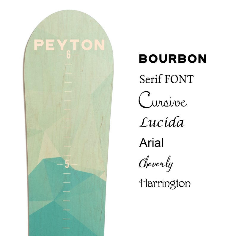Mountain Snowboard Growth Chart / Wooden Height Chart / Child Wood ...
