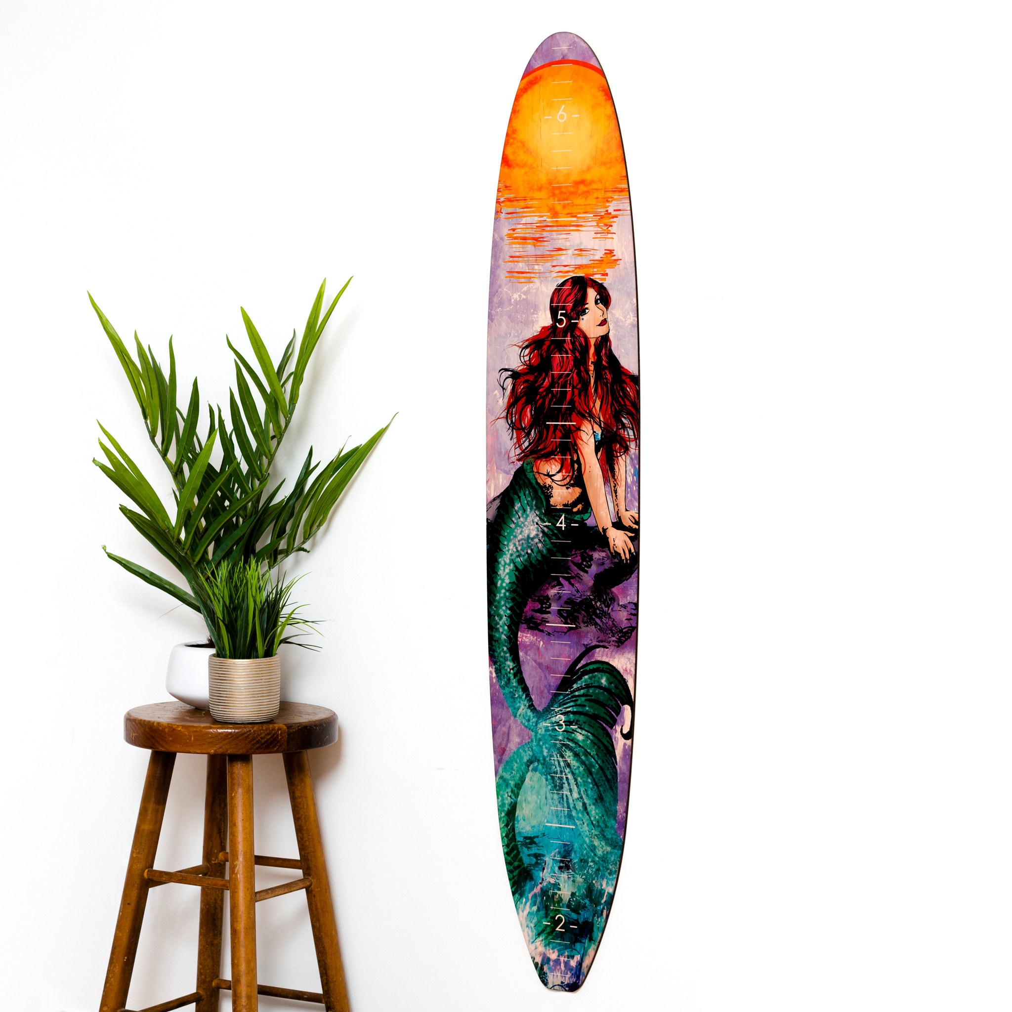 Mermaid Longboard Classic Surfboard Growth Chart Surfing | Etsy