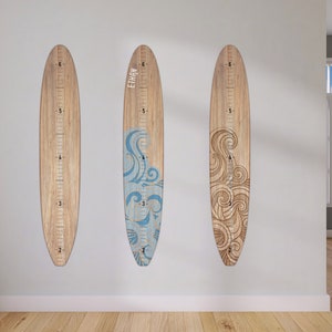 Seaside Series Surfboard Growth Chart Two Tone Wave | Wooden Height ...