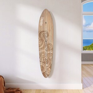 Seaside Series Surfboard Growth Chart Two Tone Wave | Wooden Height ...