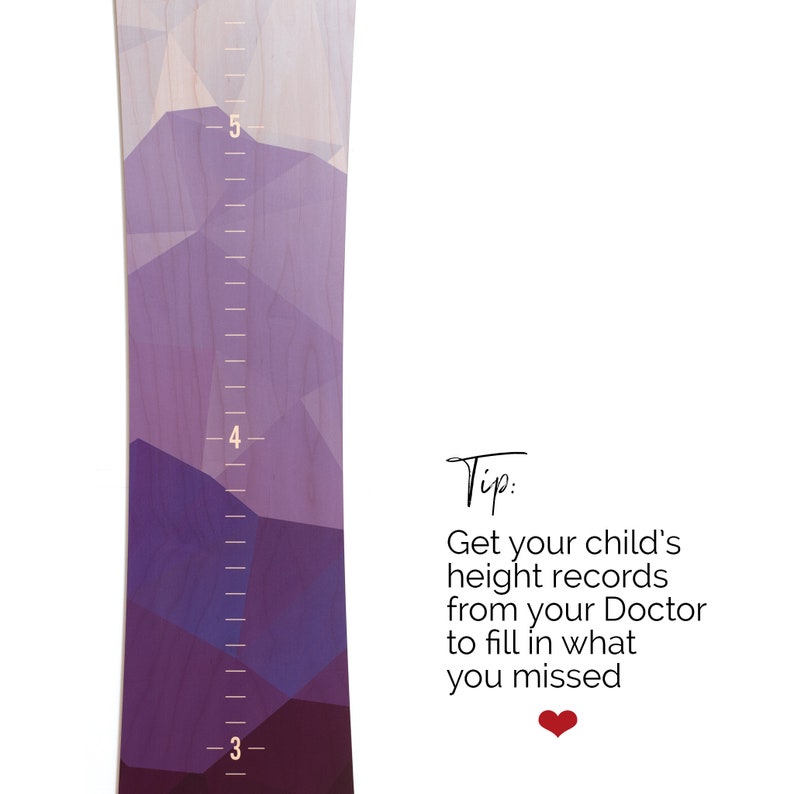 Purple Mountain Snowboard Growth Chart Snowboarder Girl - Etsy