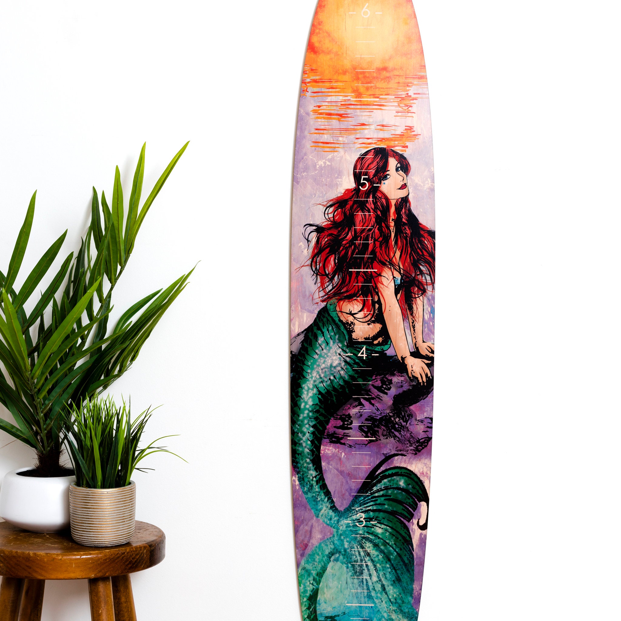 Mermaid Longboard Classic Surfboard Growth Chart Surfing | Etsy