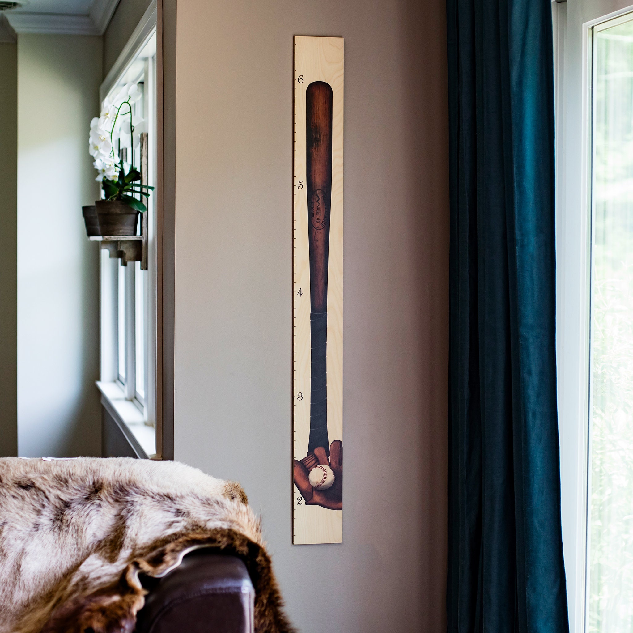 Baseball Growth Chart / Wood Height Chart / Baseball Bat / Baseball ...