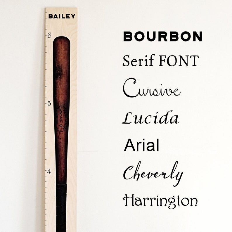 Baseball Growth Chart / Wood Height Chart / Baseball Bat / Baseball ...