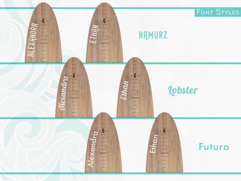Seaside Series Surfboard Growth Chart White Wave | Wooden Height Chart ...