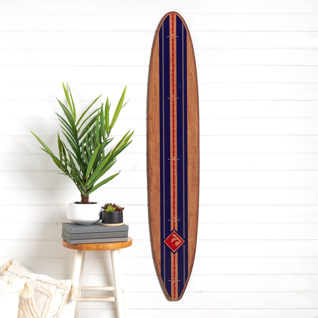 Navy Striped Longboard, Classic Surfboard Growth Chart, Surfing ...
