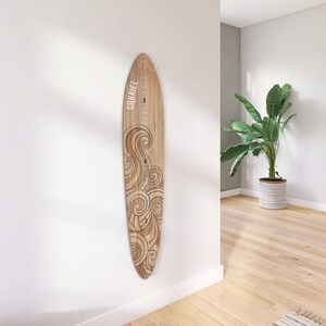 Seaside Series Surfboard Growth Chart Two Tone Wave | Wooden Height ...