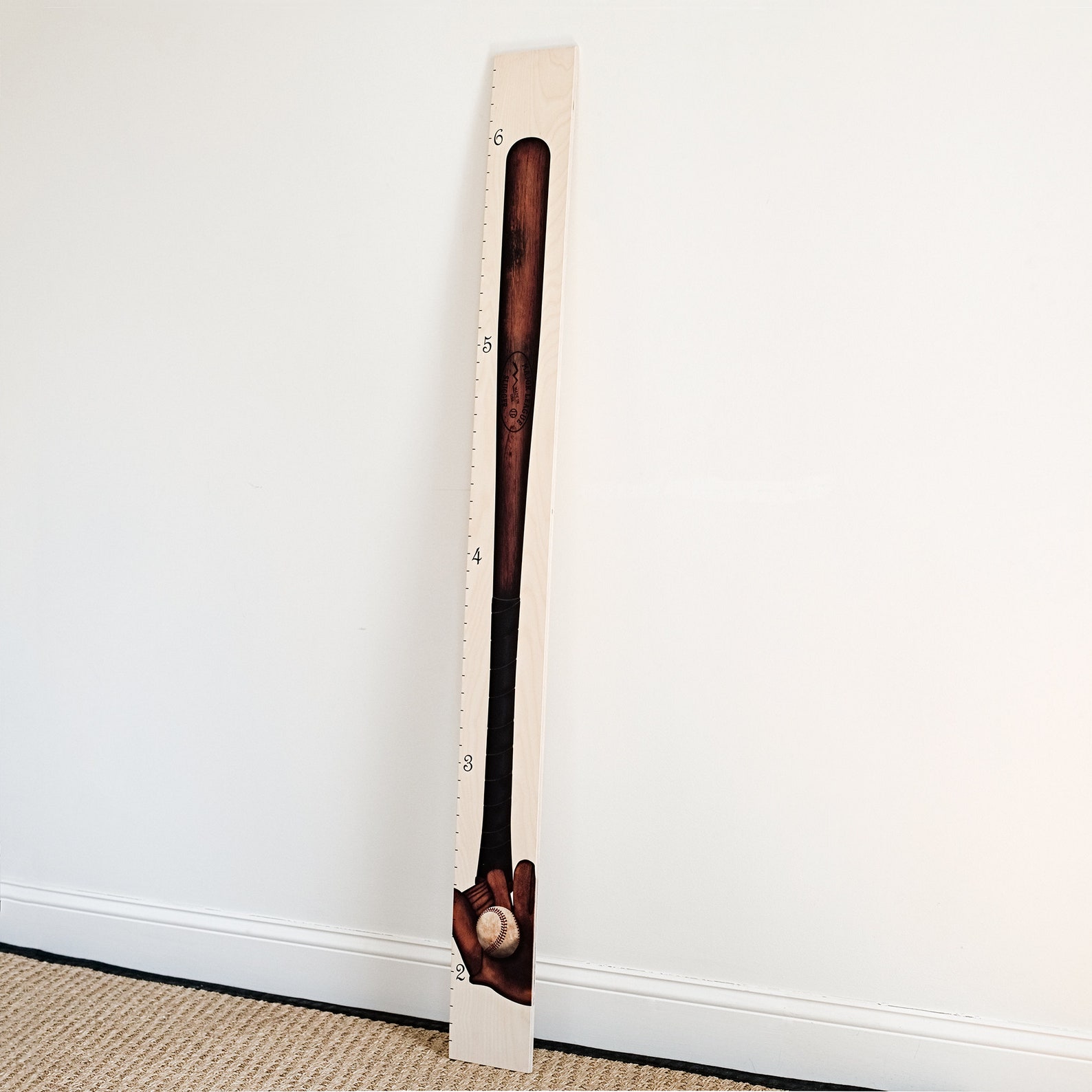 Baseball Growth Chart / Wood Height Chart / Baseball Bat / Baseball ...