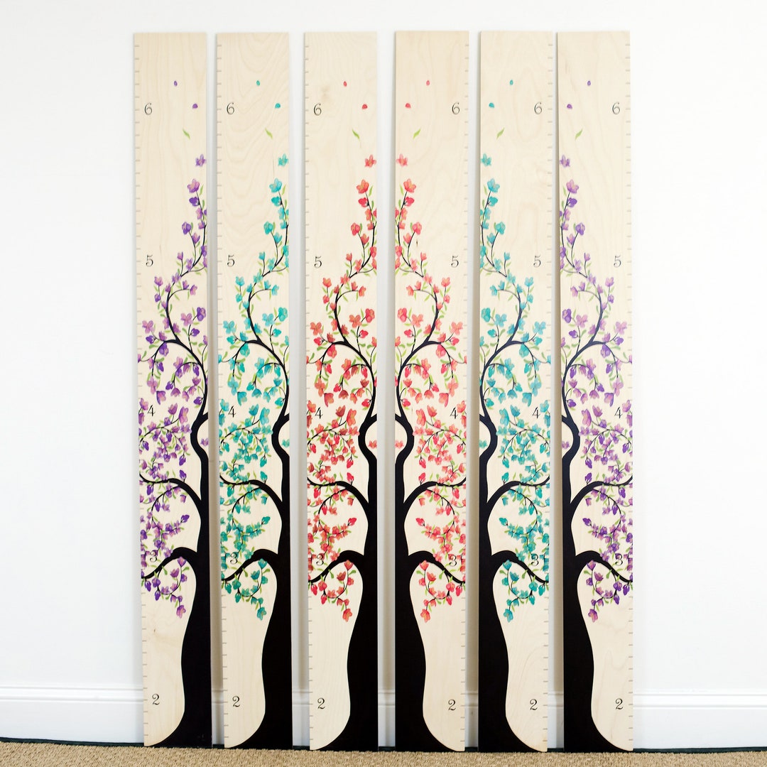 Wooden Growth Chart for Twins \ Siblings | Two Wood Height Charts for ...