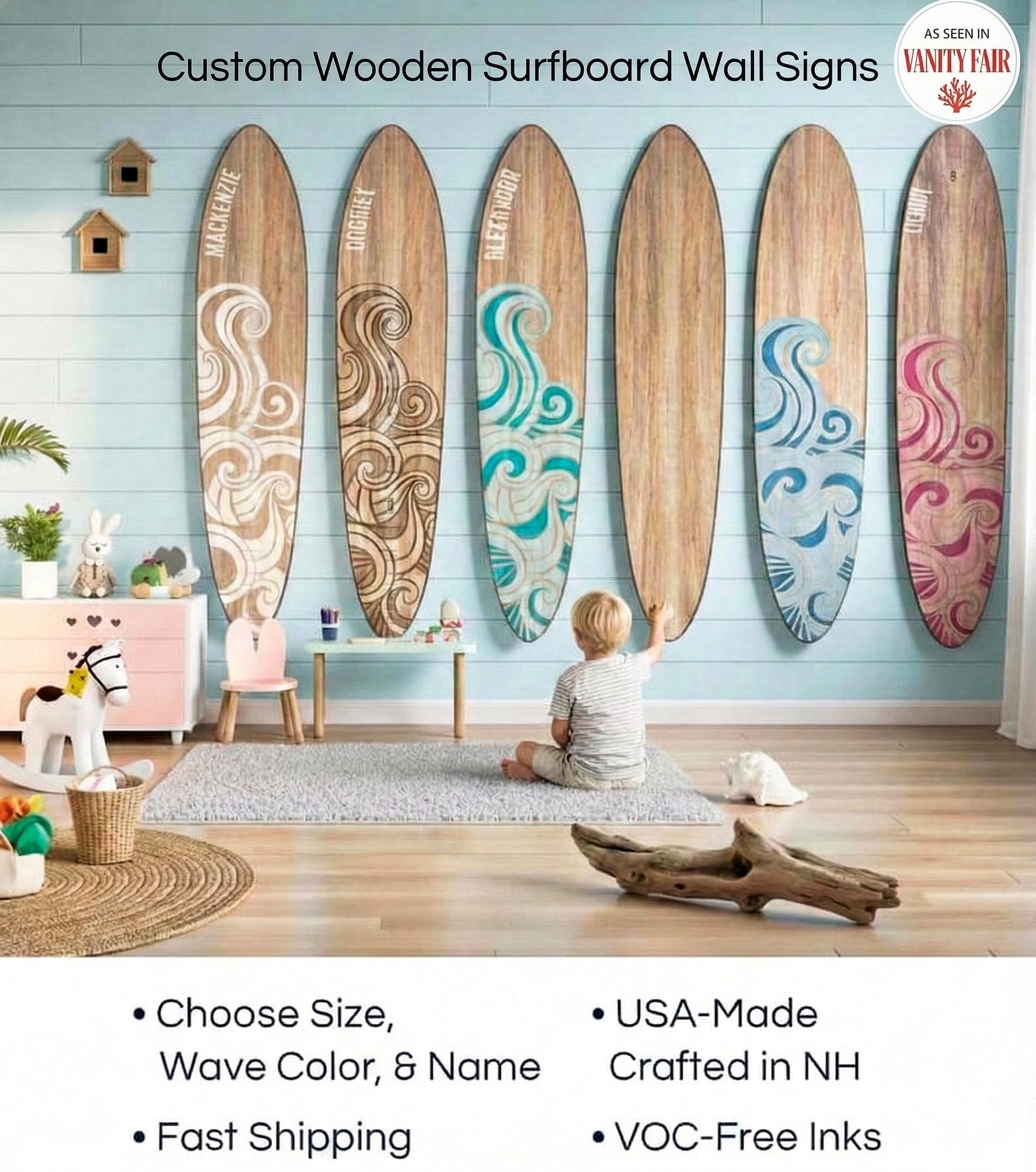 Natural Surfboard Wall Hanging, Coastal Home Decor, Boho Beach House ...