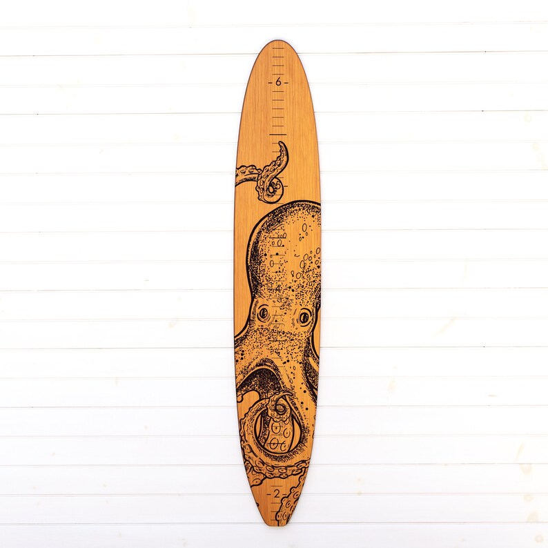 Octopus Wood Surfboard Surfboard Growth Chart Longboard | Etsy