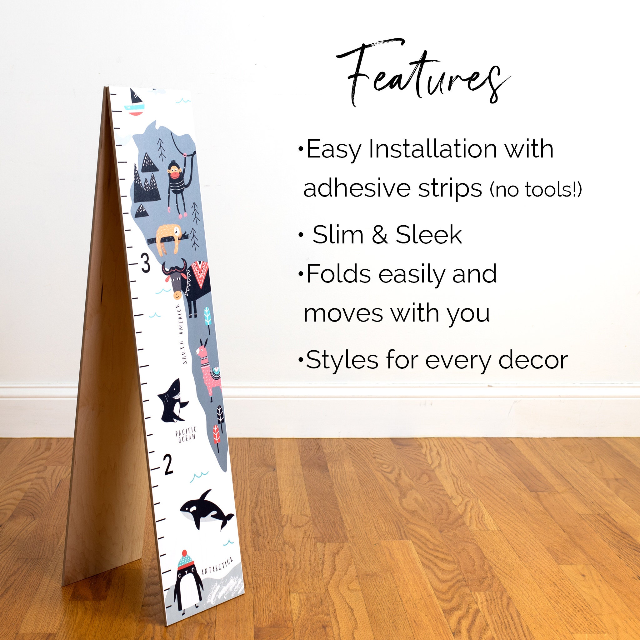 Animal Map Growth Chart for Kids / Animal Height Chart / | Etsy