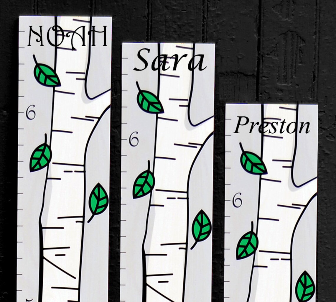 Single Birch Tree Growth Chart / Kids Height Chart / Wood Growth Chart ...