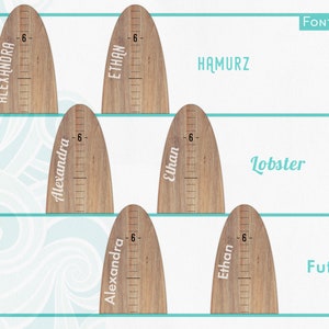 Seaside Series Surfboard Growth Chart Two Tone Wave | Wooden Height ...