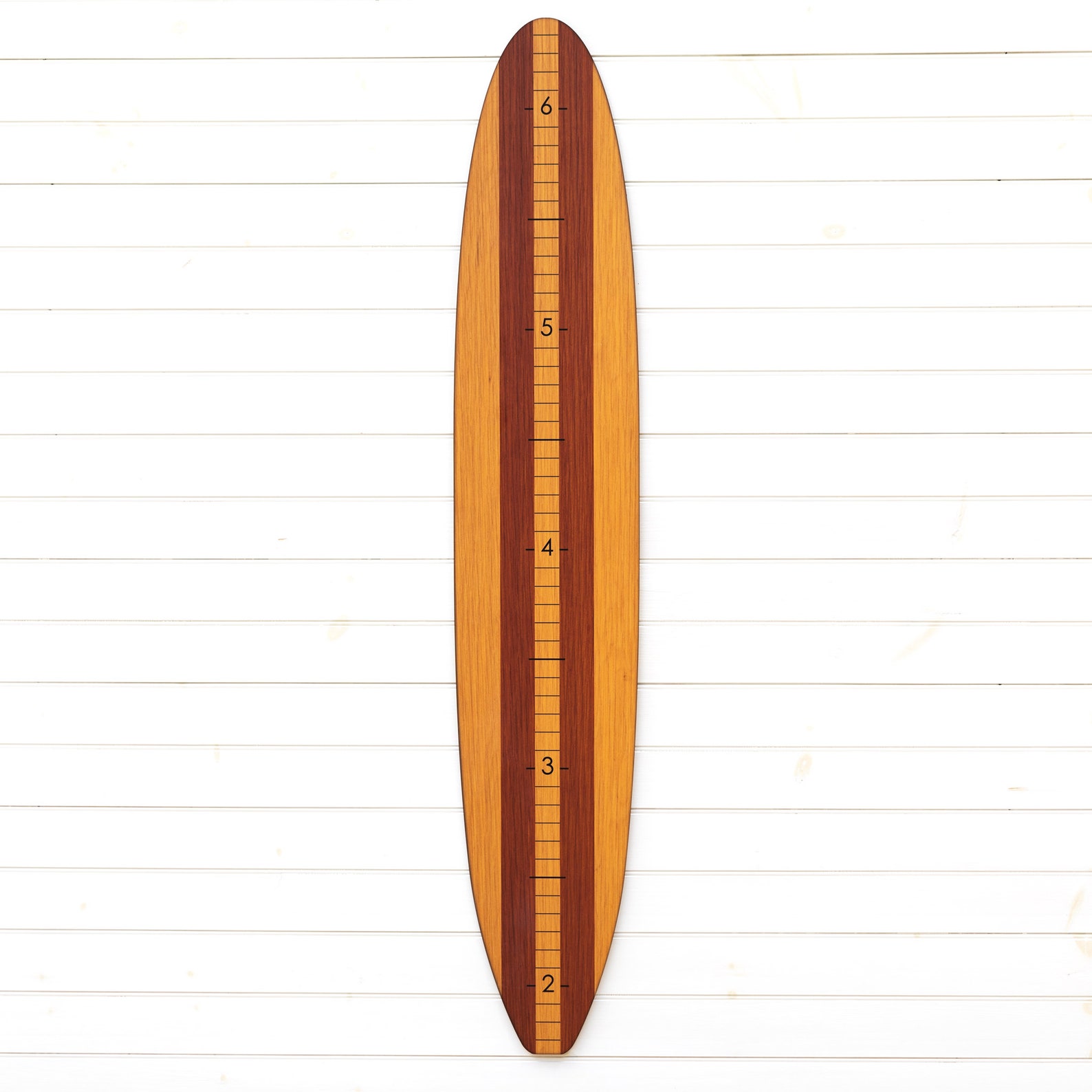 Wooden Striped Surfboard Surfboard Growth Chart Longboard | Etsy