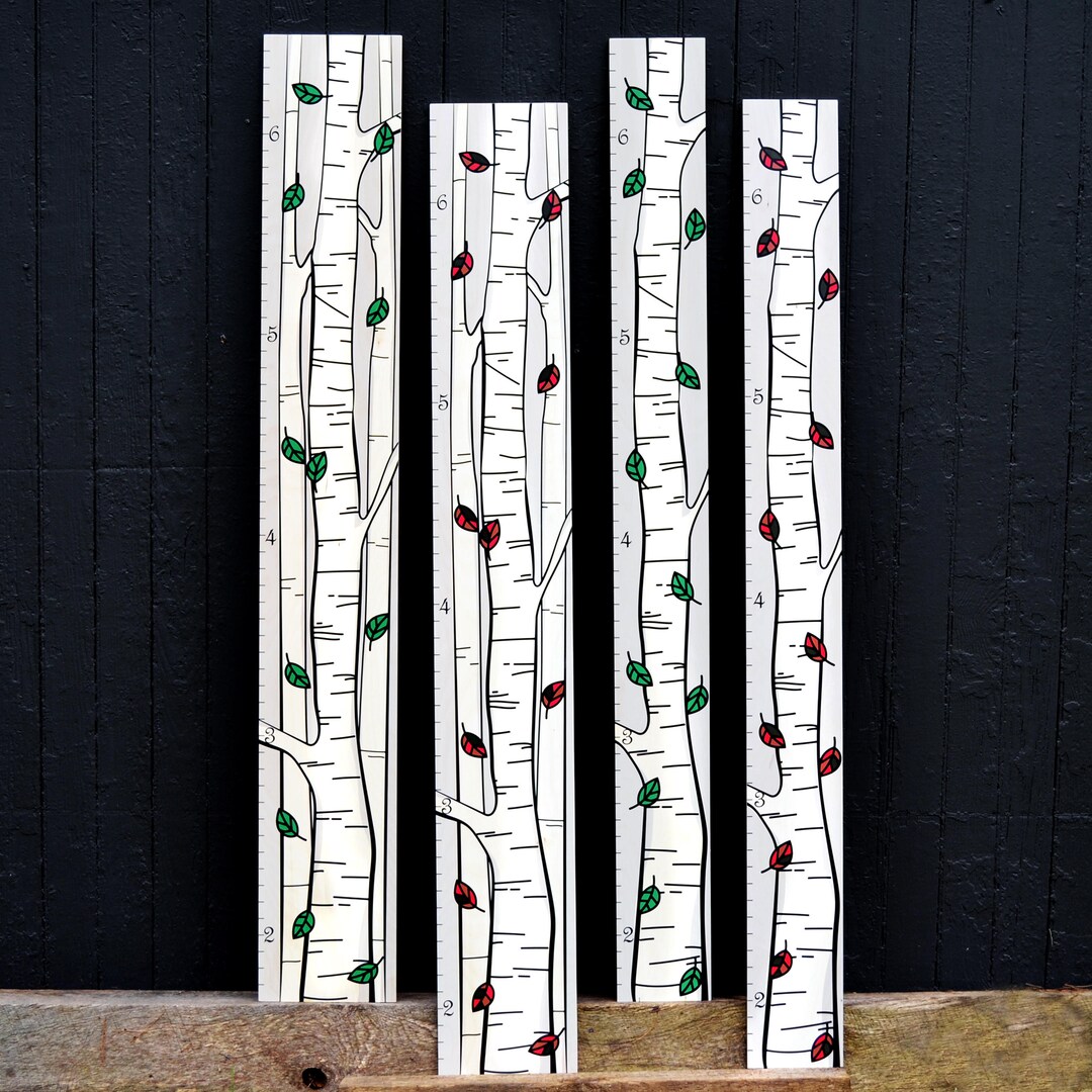 Single Birch Tree Growth Chart / Kids Height Chart / Wood Growth Chart ...