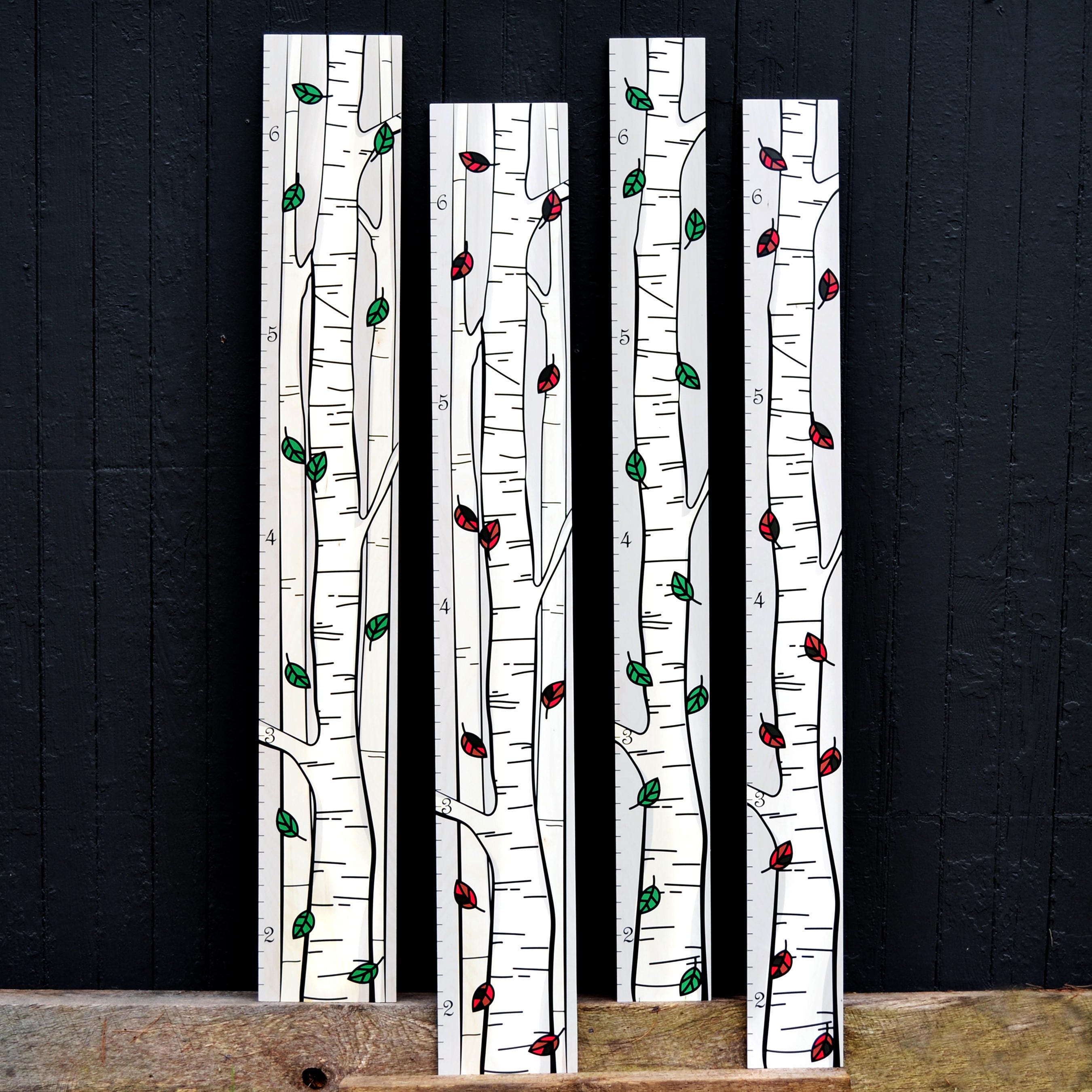 Single Birch Tree Growth Chart / Kids Height Chart / Wood Growth Chart ...