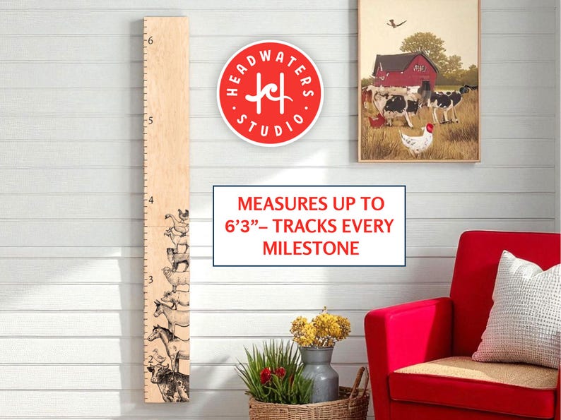 Farm Growth Chart | Farmhouse Nursery Farm Animal Nursery Decor Country ...
