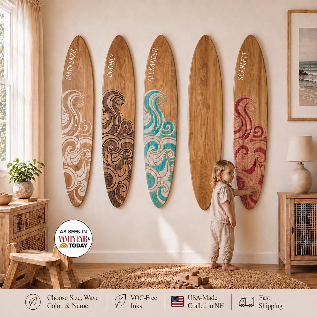 Natural Surfboard Wall Hanging, Coastal Home Decor, Boho Beach House ...