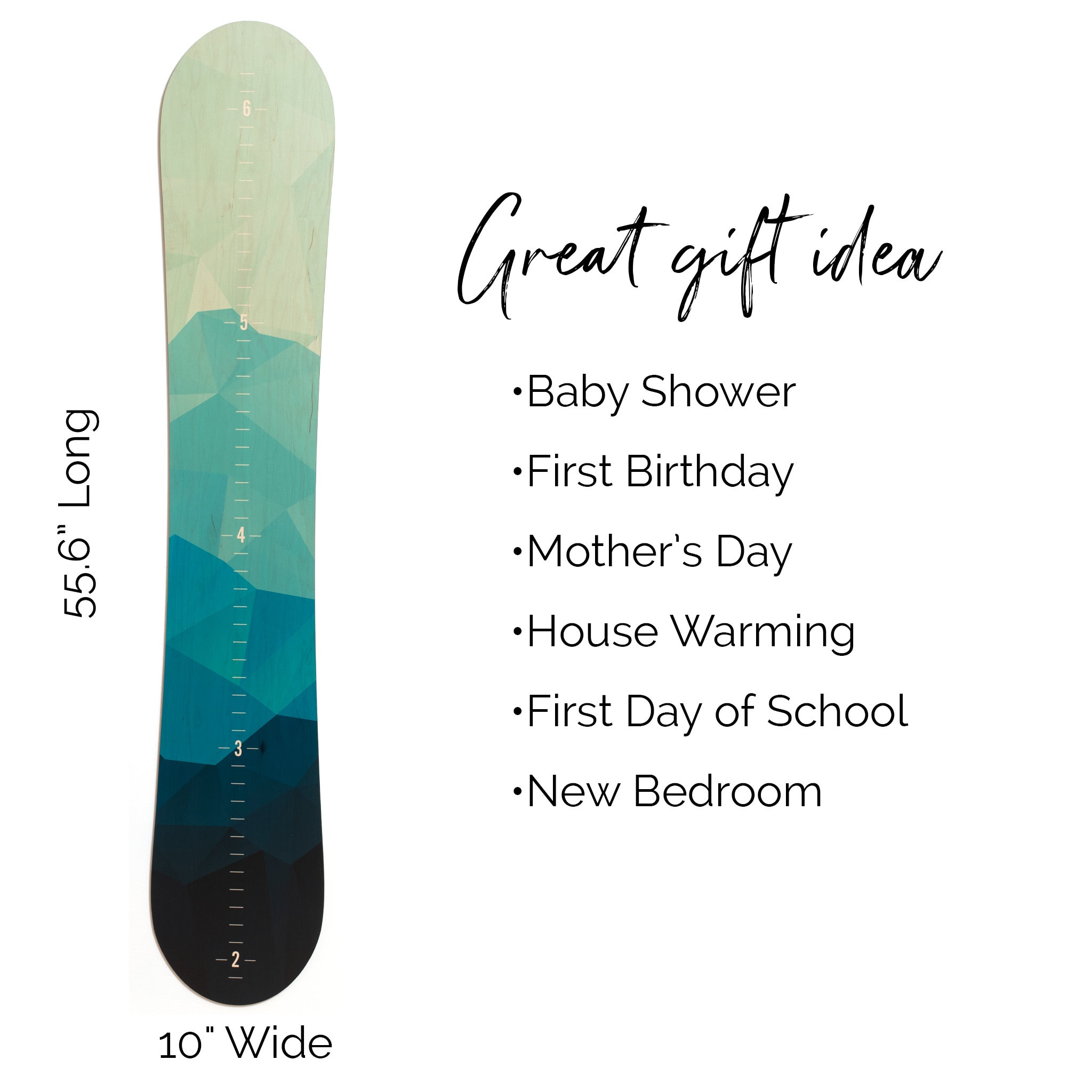 Mountain Snowboard Growth Chart / Wooden Height Chart / Child Wood ...