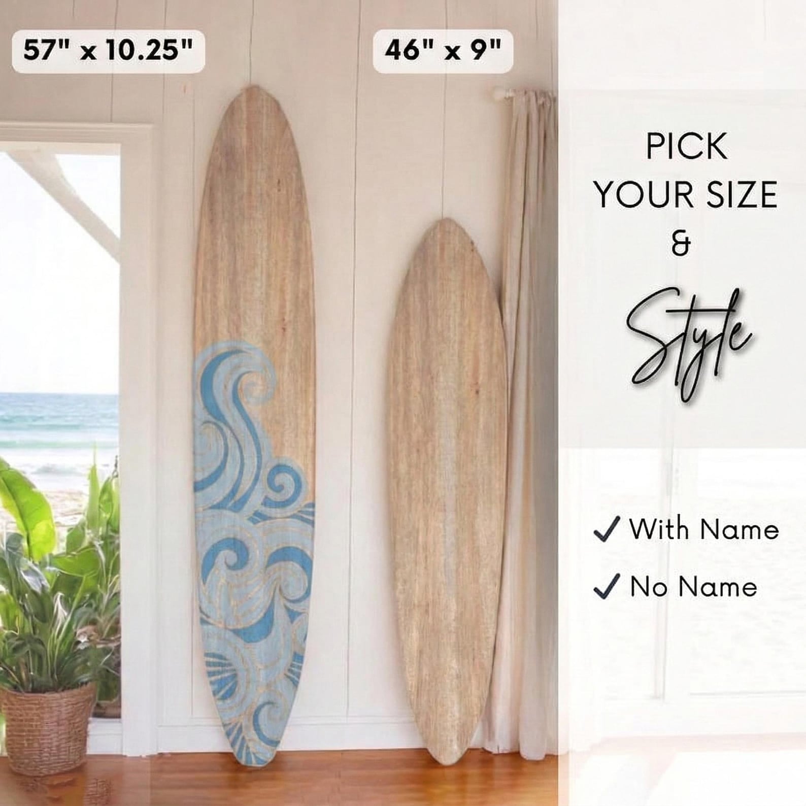Natural Surfboard Wall Hanging, Coastal Home Decor, Boho Beach House ...