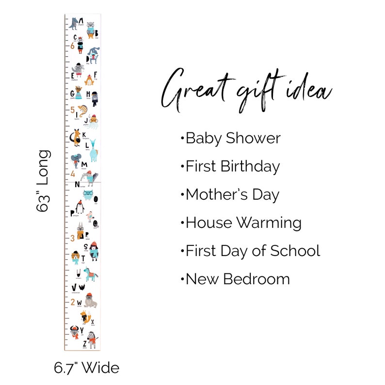 Alphabet Growth Chart / Wooden Height Chart for Boys & Girls / | Etsy