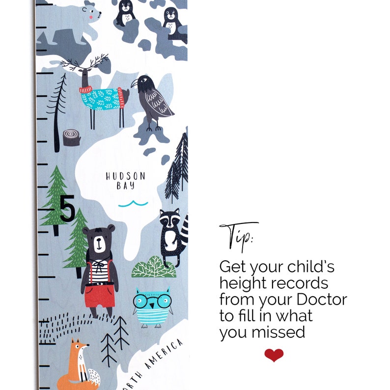 Animal Map Growth Chart for Kids / Animal Height Chart / | Etsy