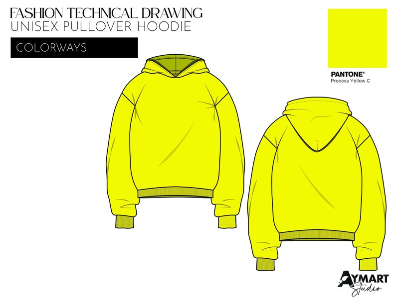 Unisex Pullover Hoodie | Technical Drawing Flat Sketch | Ai Pdf Png ...