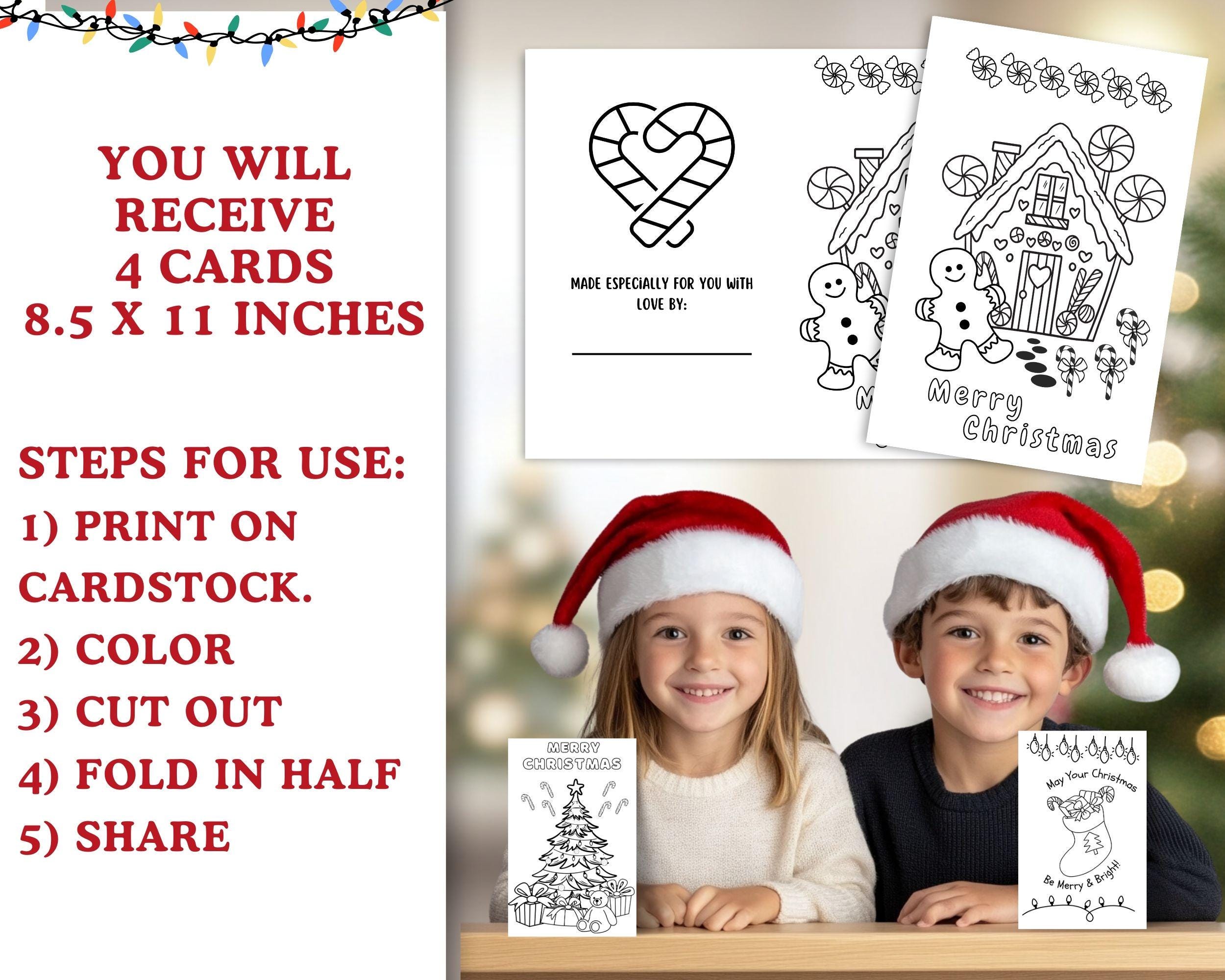 Printable Coloring Christmas Cards, Homemade Christmas Cards, Christmas ...