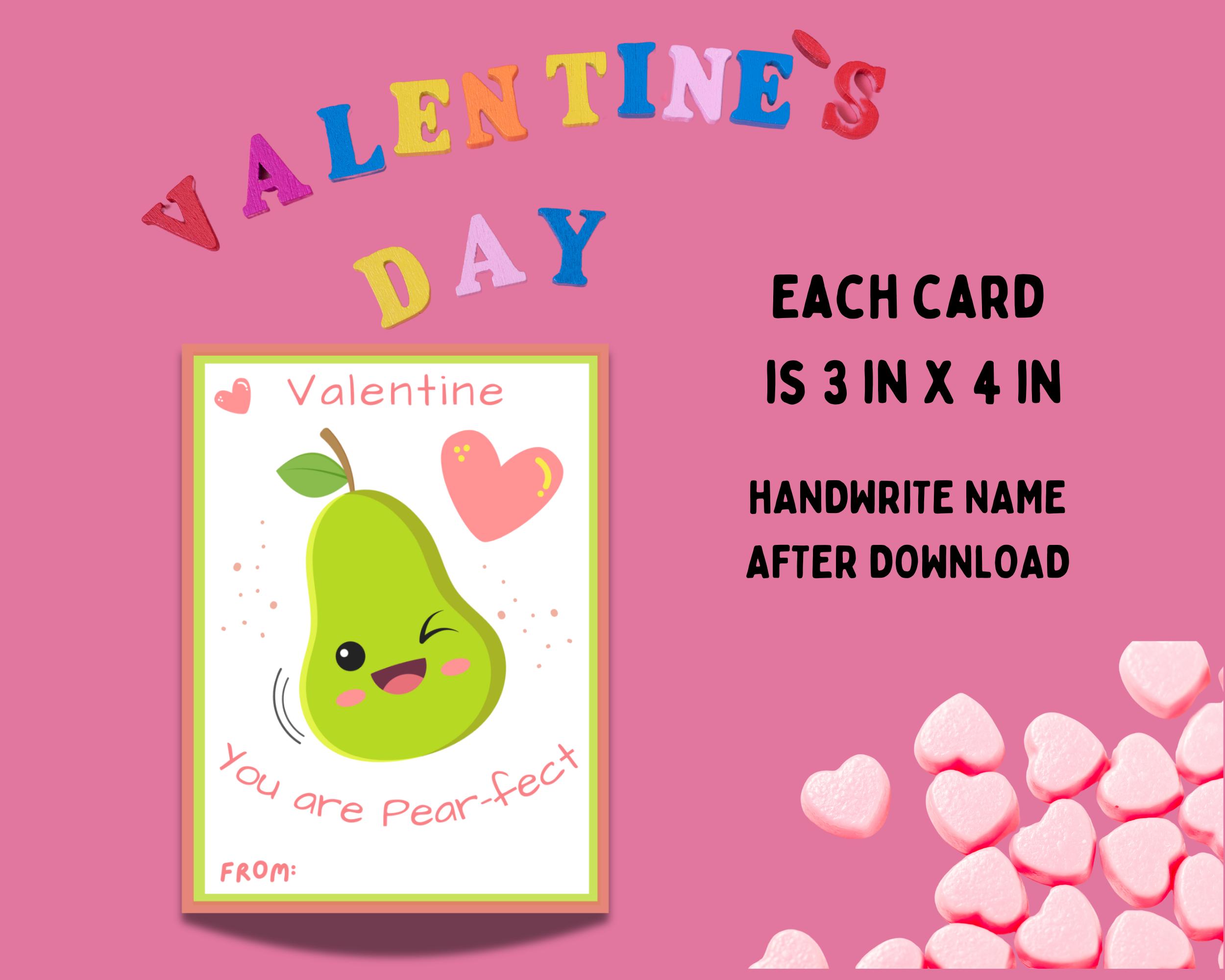 Printable Fruit Valentines Cards - Fruit Snacks Valentine Card - Apple ...