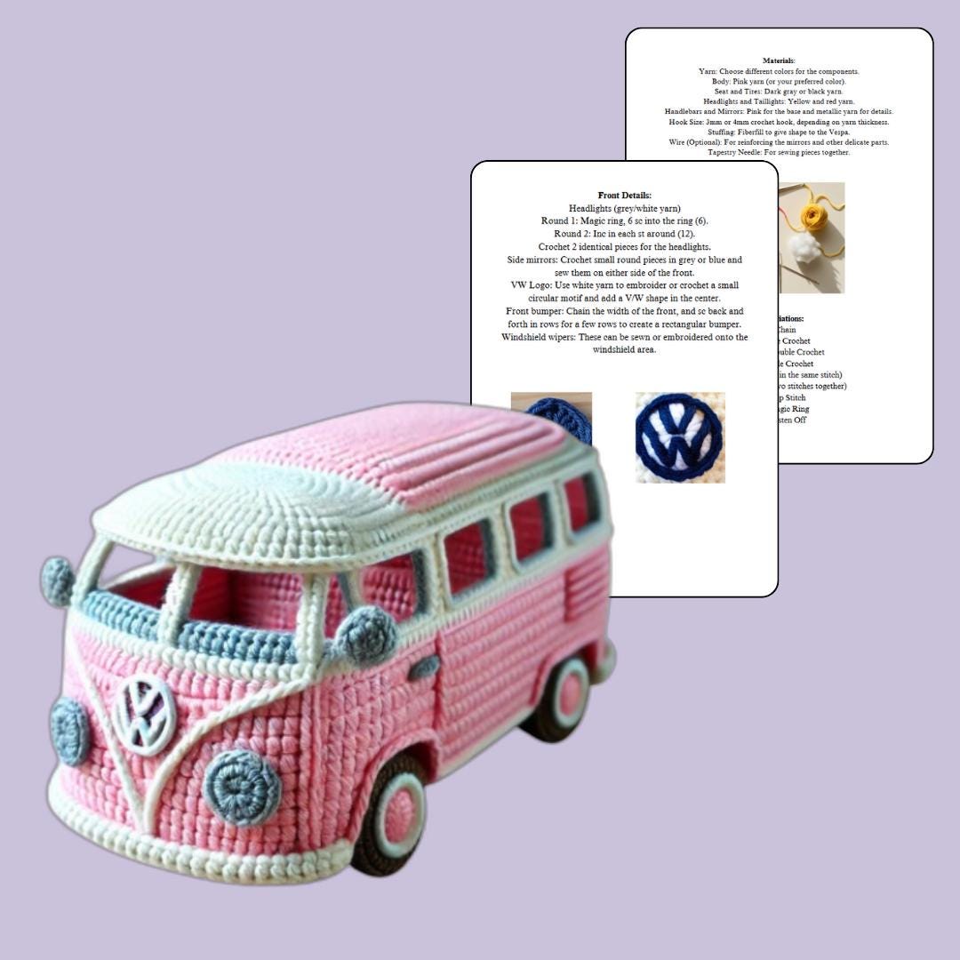 Minivan Volkswagen T1 Crochet Pattern, Vintage Minivan Amigurumi ...