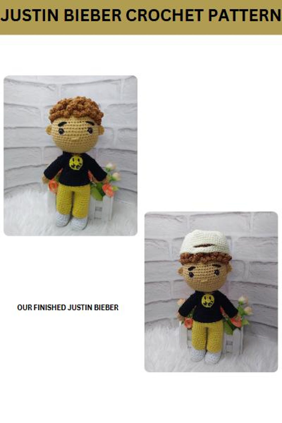 Justin Bieber Crochet Pattern, Crochet Pattern Pdf, Pop Star Pdf, Pop ...
