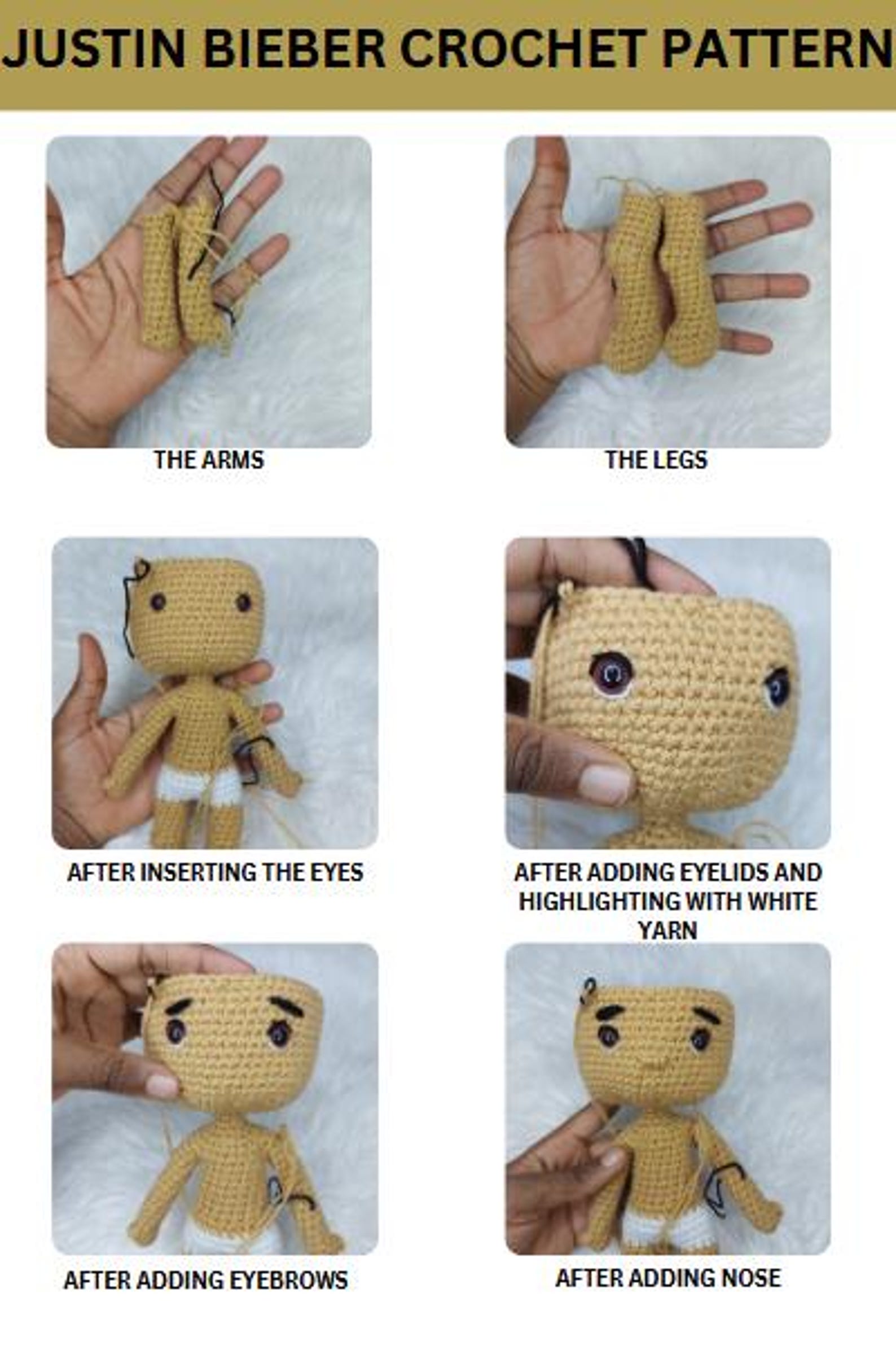 Justin Bieber Crochet Pattern, Crochet Pattern Pdf, Pop Star Pdf, Pop ...