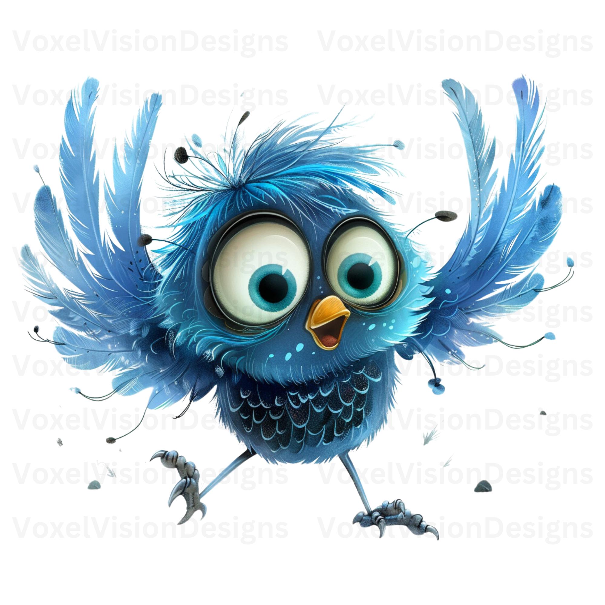 Funny Bird Clipart PNG Bundle, Quirky and Whimsical Birds on a Wire ...
