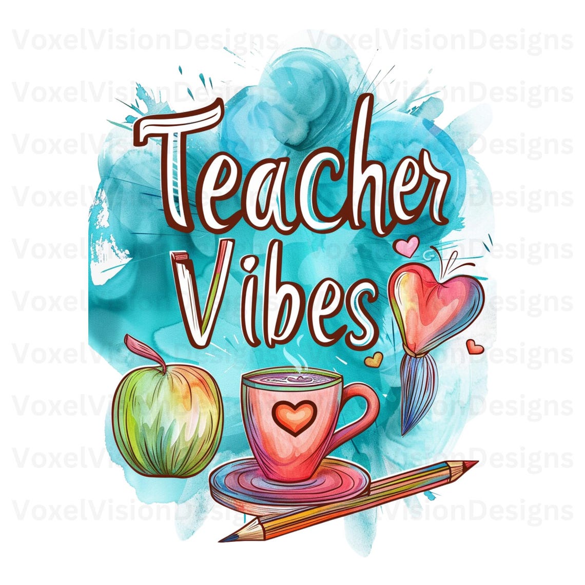 Watercolor Teacher Appreciation Clipart Bundle 12 Pngs for Teacher ...