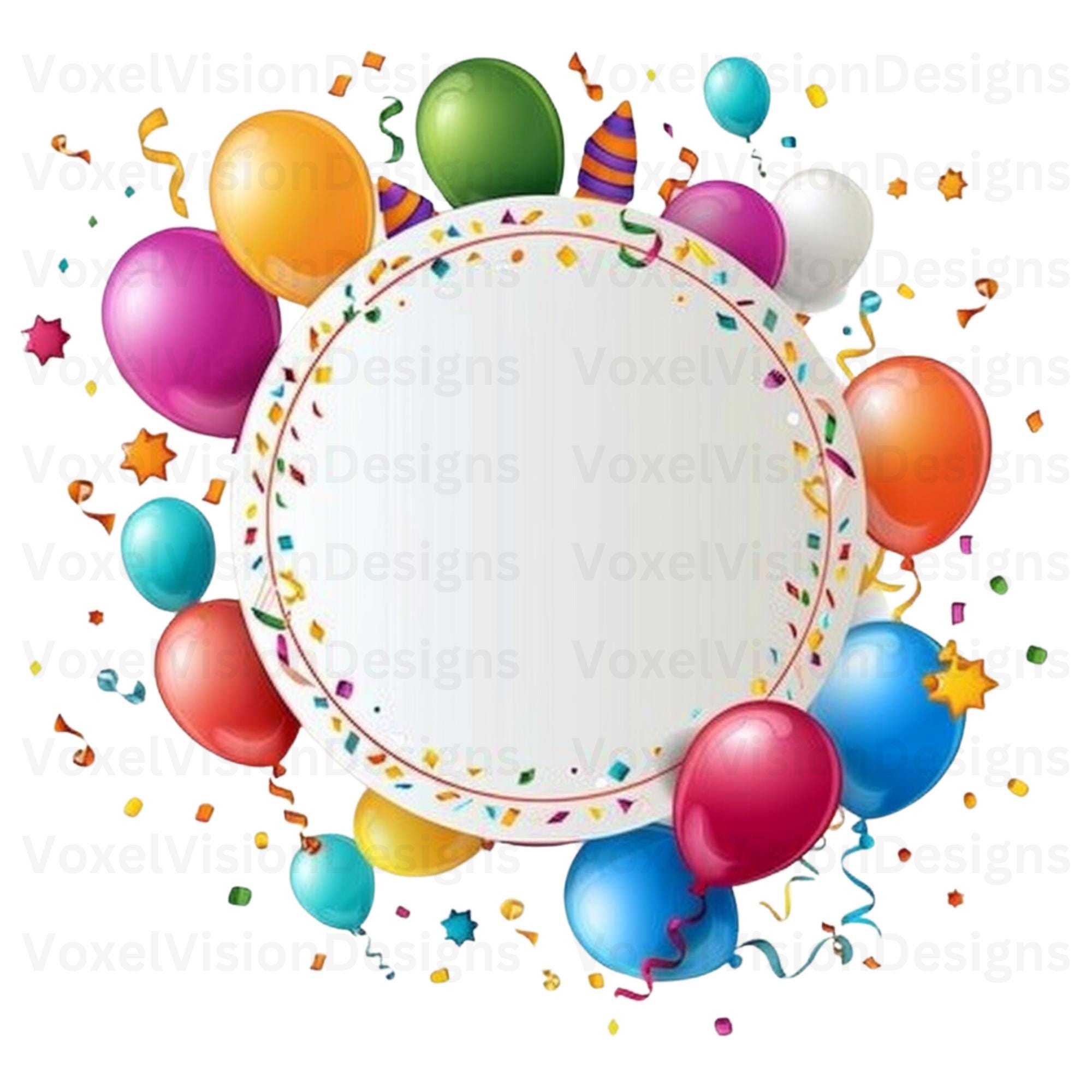 Watercolor Birthday Party Borders Clipart Vibrant and Festive Border ...