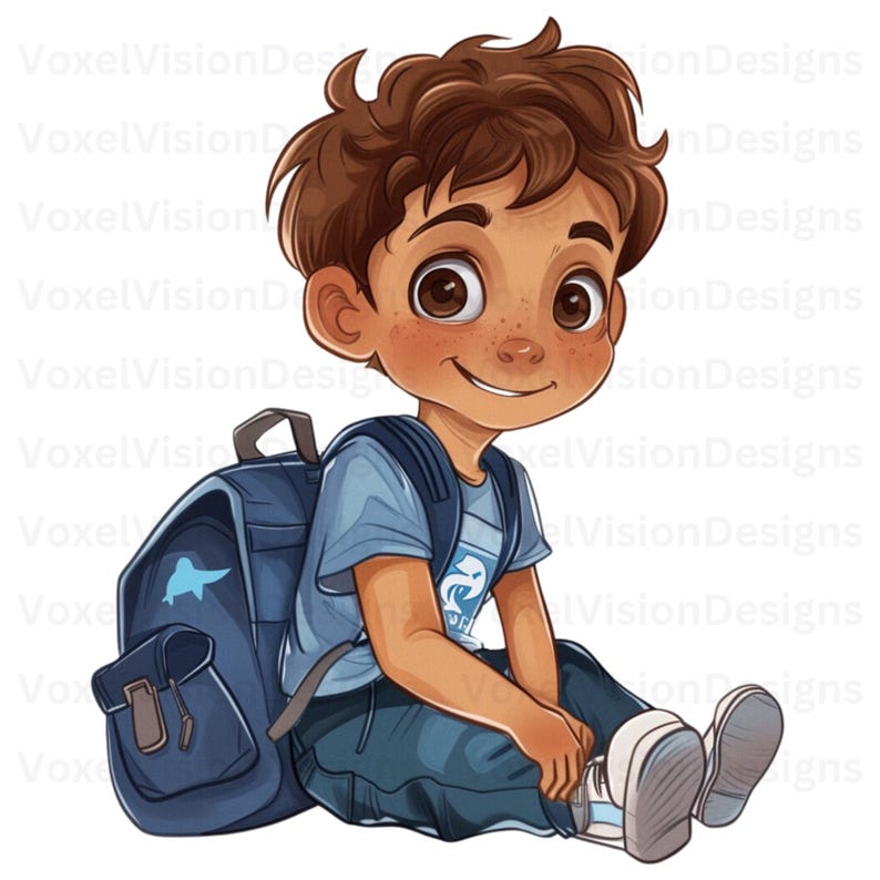 3D Style Cute Little Boys Clipart Bundle, Transparent PNG Graphics for ...